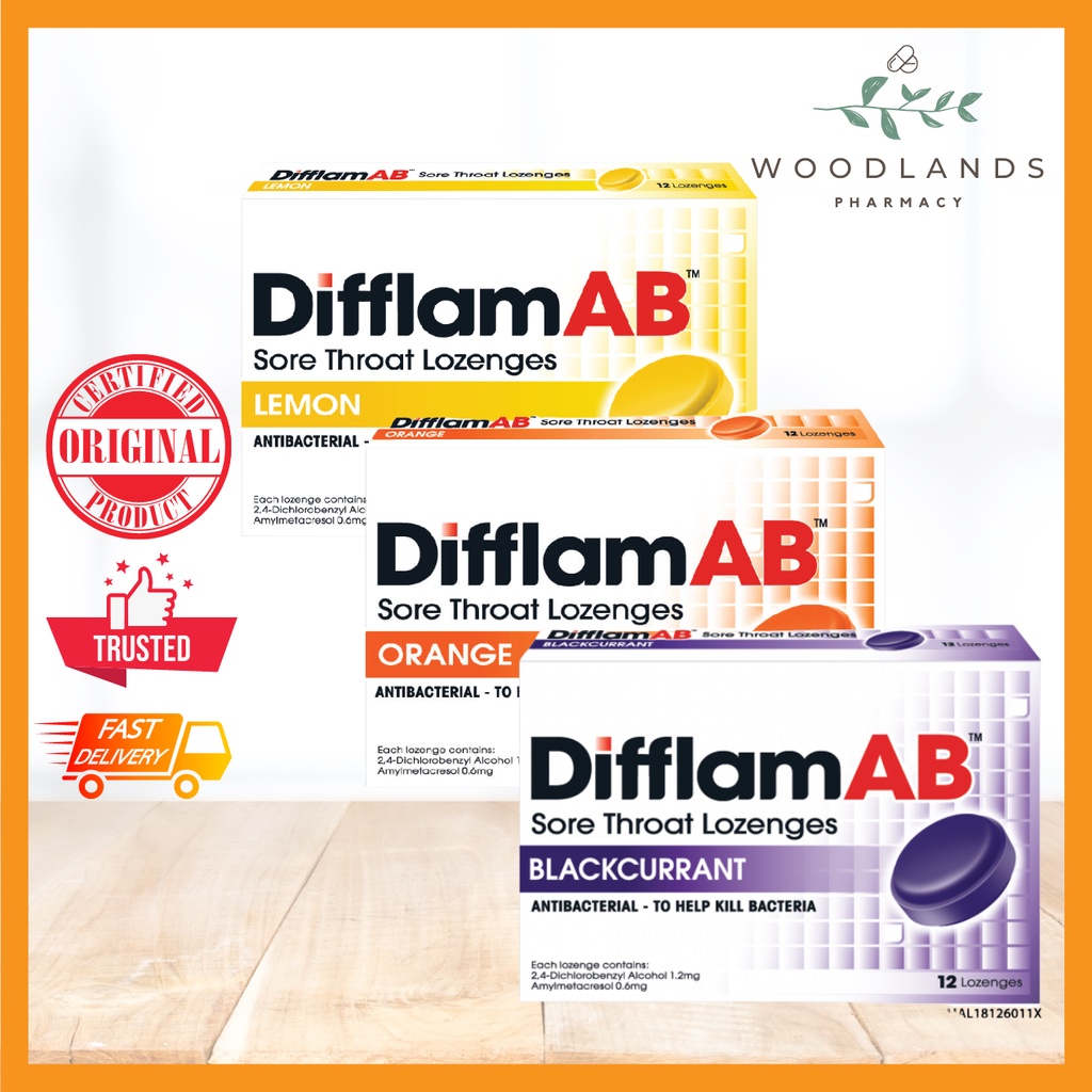 DIFFLAM AB SORE THROAT LOZENGES 12S [BLACKCURRANT/ LEMON/ ORANGE ...
