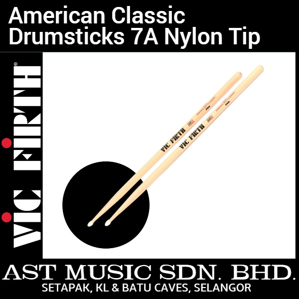 VIC FIRTH 7AN AMERICAN CLASSIC SERIES 7A NYLON DRUMSTICKS, NATURAL ...