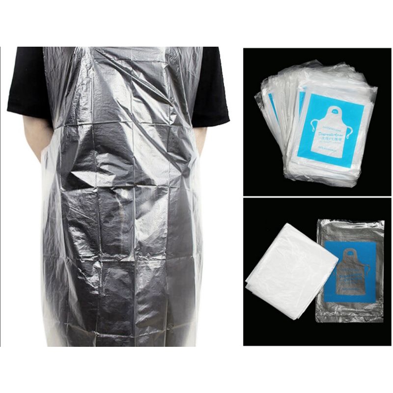 APRON PLASTIK pakai buang / DISPOSABLE APRON transparent plastic 💥READY ...