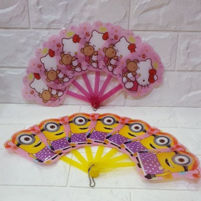 🌈Ready stock hand fan cartoon plastic hello kitty japan girl teddy bear ...