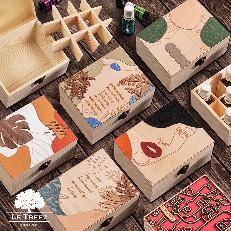 Essential Oil Box Gift Set Wooden Young Living Doterra Hadiah ...
