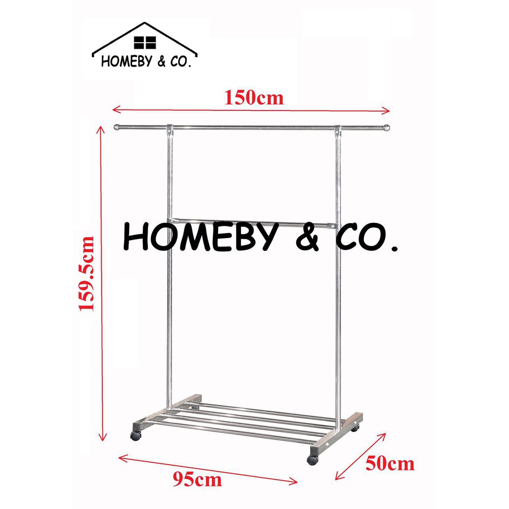 HOMEBY Stainless Steel Clothes Hanger Rack Stand / Indoor Outdoor ...