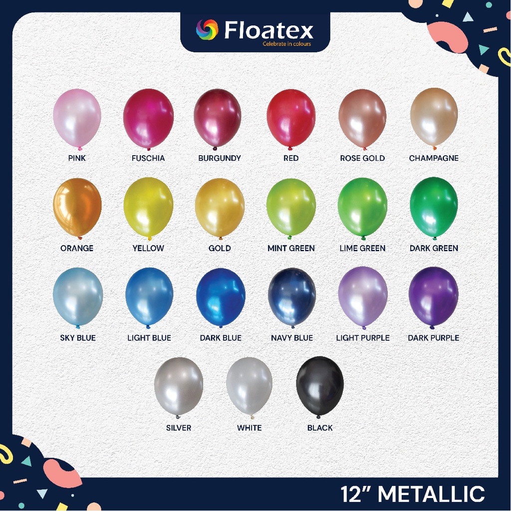 Floatex 3.2g 12 Inch Metallic 10 Pcs Latex Colorful Balloon Circle ...