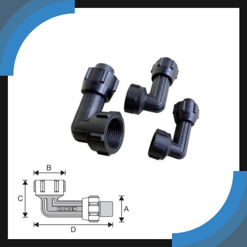 1 Units Hansen Poly Female Thread Elbow Fitting 20mm 25mm 32mm ...