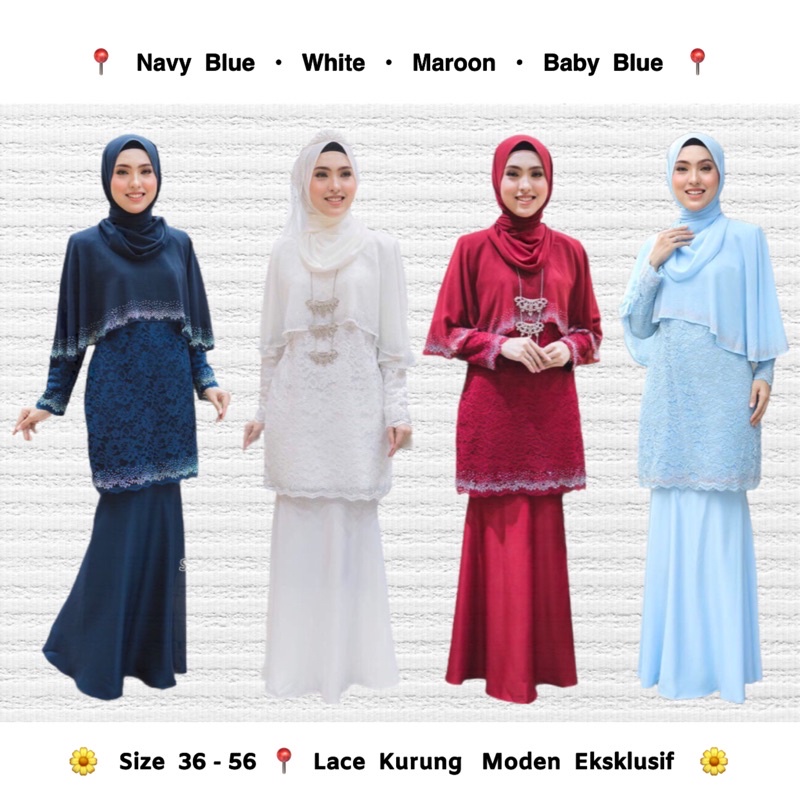 ( 36 - 56 ) Mawar Kurung Moden . Cape Kurung . Lace Kurung Moden . Kurung Nikah Tunang Pengantin ...