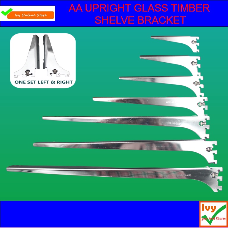 UPRIGHT AA TIMBER SHELVE GLASS BRACKET 1SET ( left and right ) | Shopee ...
