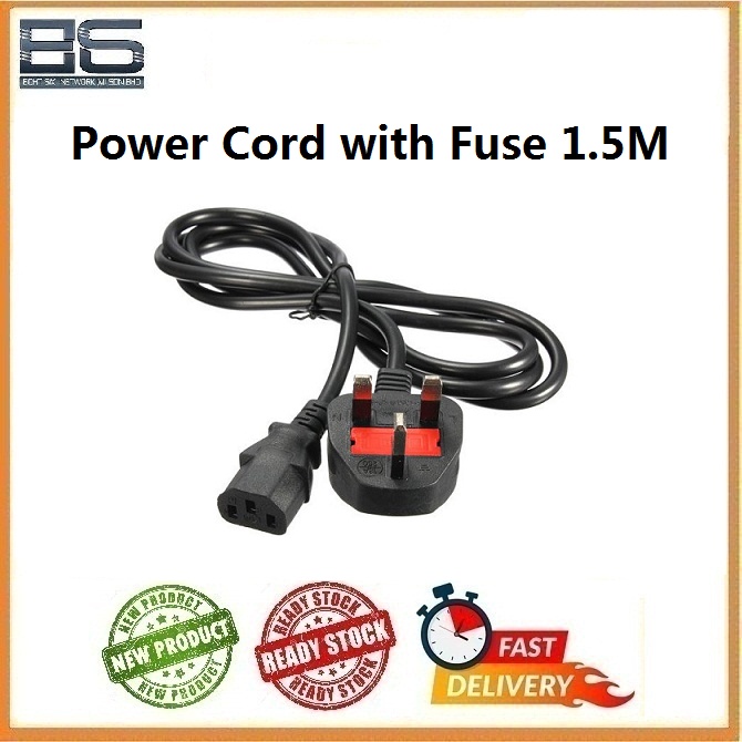 OEM PC UK Plug Power Cord with Fuse 1.5M | Shopee Malaysia