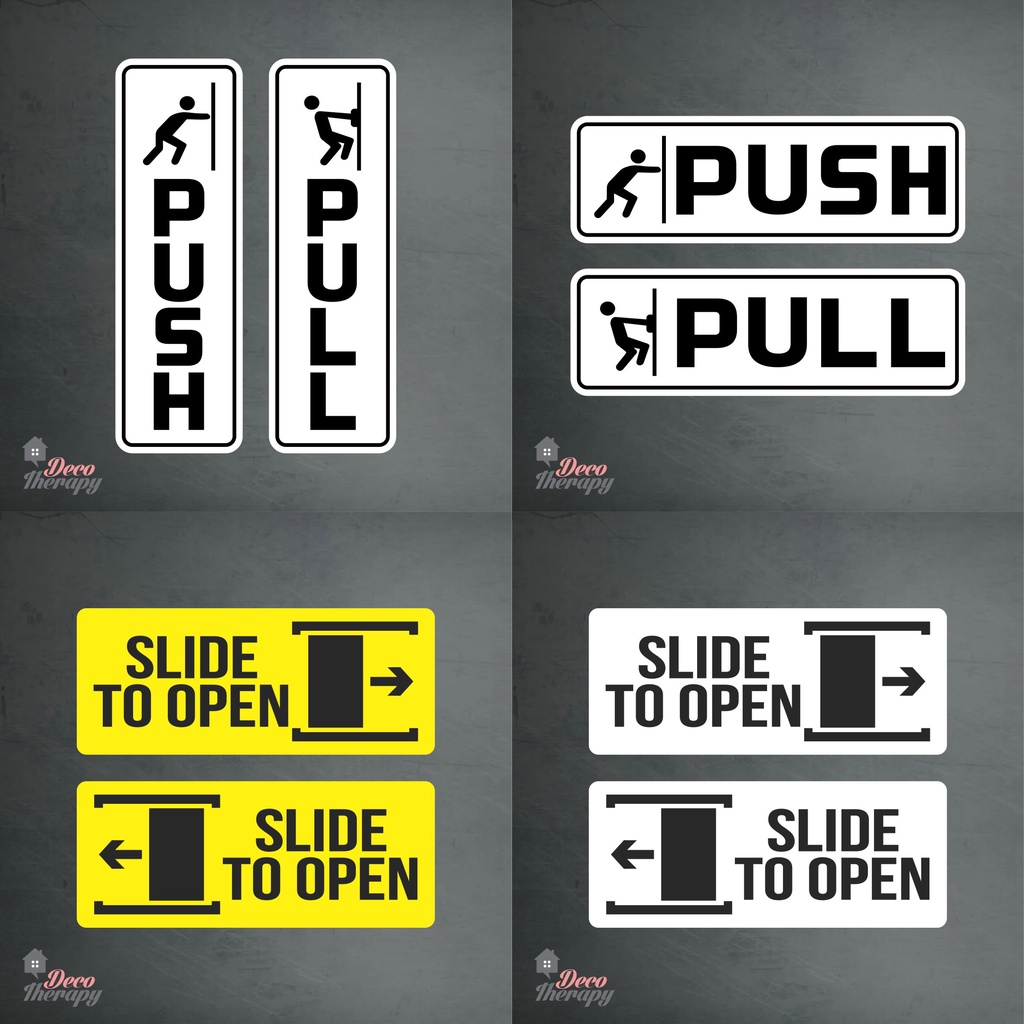 Push Pull, Slide To Open Sign STICKER Decotherapy | Shopee Malaysia