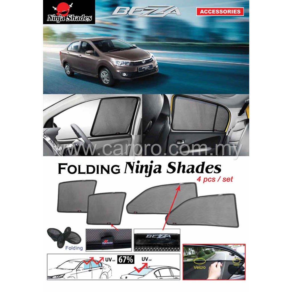 Perodua Bezza Magnetic Ninja Shades Sunshade (4pcs) Ninja Sun Shade ...