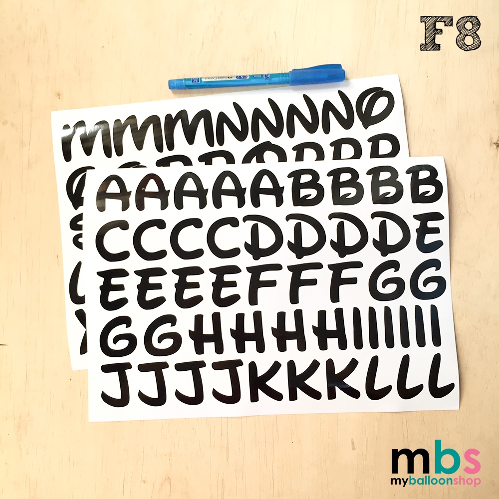 ABC Sticker Capital Letters Bubble Balloons Transparent Sticker ...