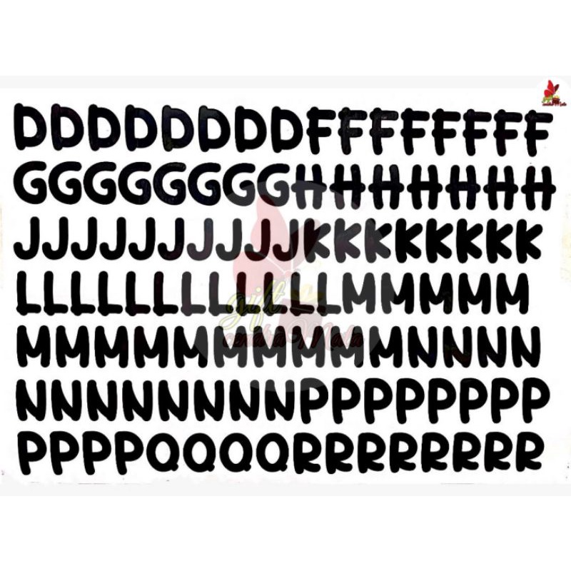 sticker hitam/gold/white/red/pink/blue sticker huruf tampal alphabet ...