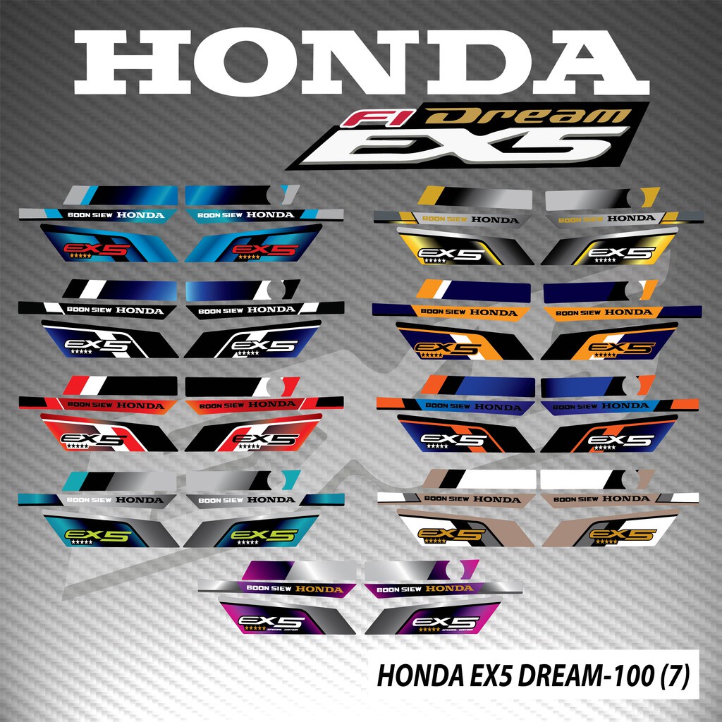 STRIPE/STICKER MOTOR HONDA EX5 DREAM (7) CUSTOM BODY COVER STAR DESIGN ...