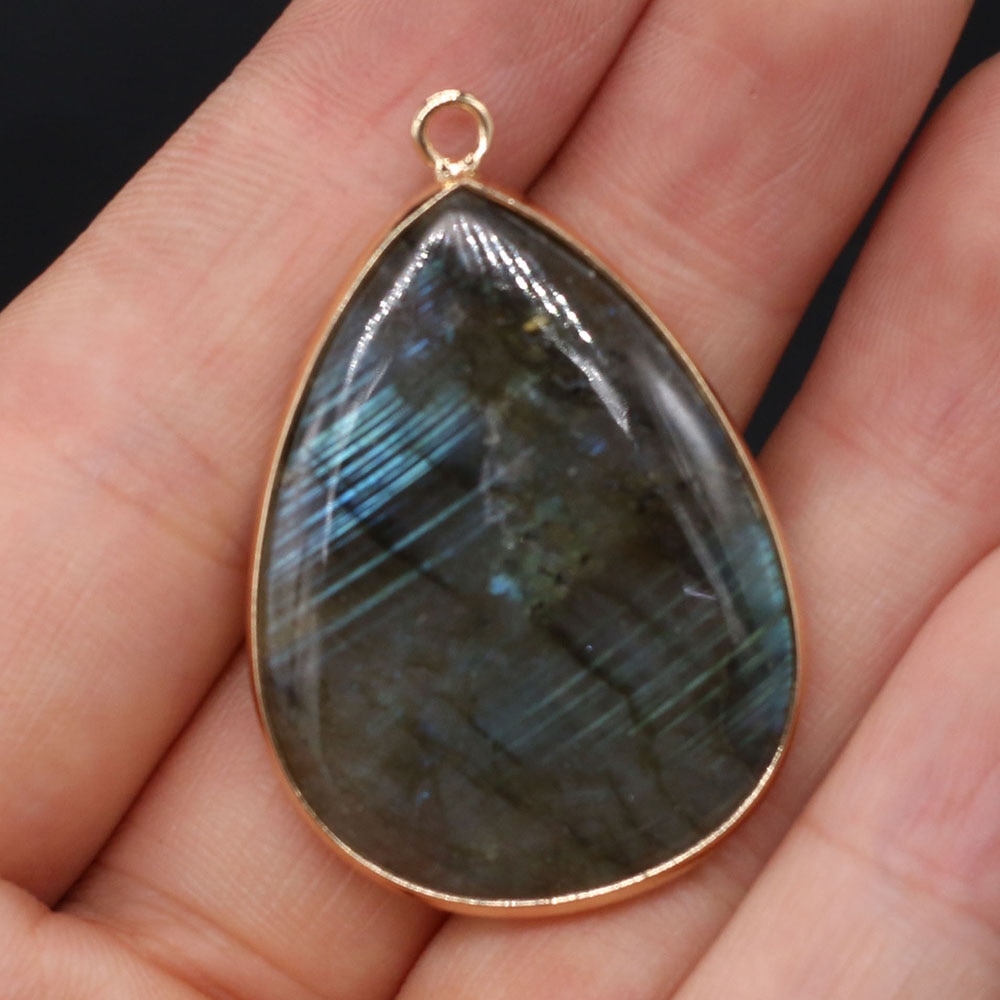 Natural Flash Labradorite Pendants Charms Water Drop Shape Stone ...