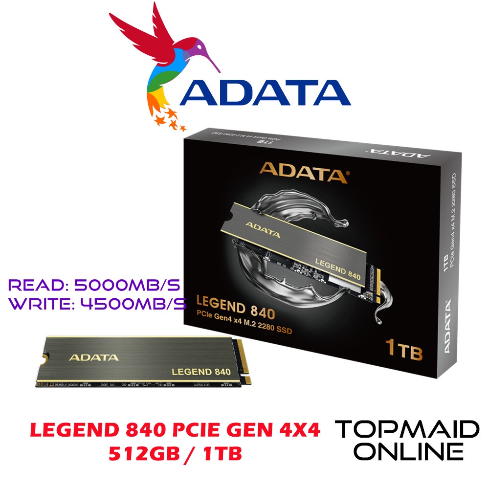 ADATA LEGEND 840 512GB / 1TB PCIE GEN 4X4 NVME M.2 SSD | Shopee Malaysia