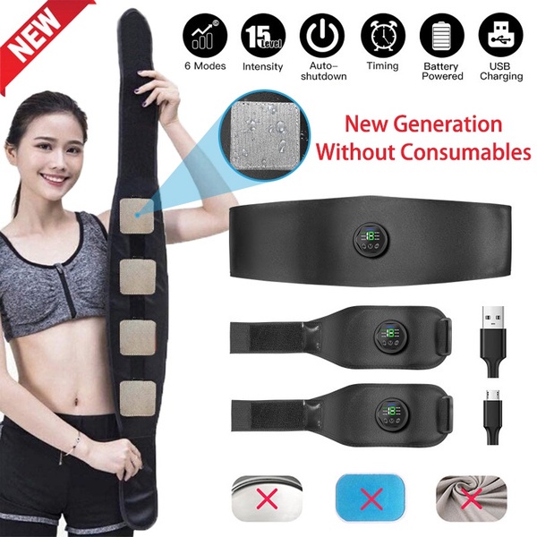 [6 Modes, 15 Intensity] Abdominal muscle stimulator EMS fitness waist ...