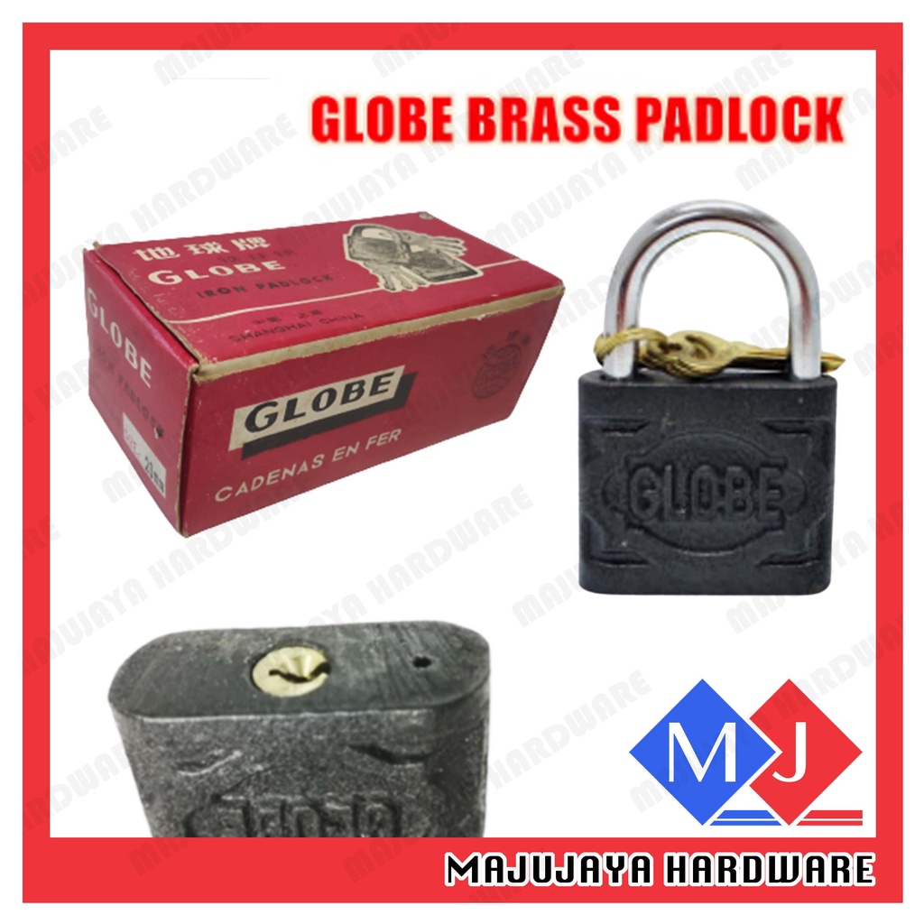 GLOBE Brand Traditional Heavy Duty Iron Brass Padlock 20mm Kunci mangga ...