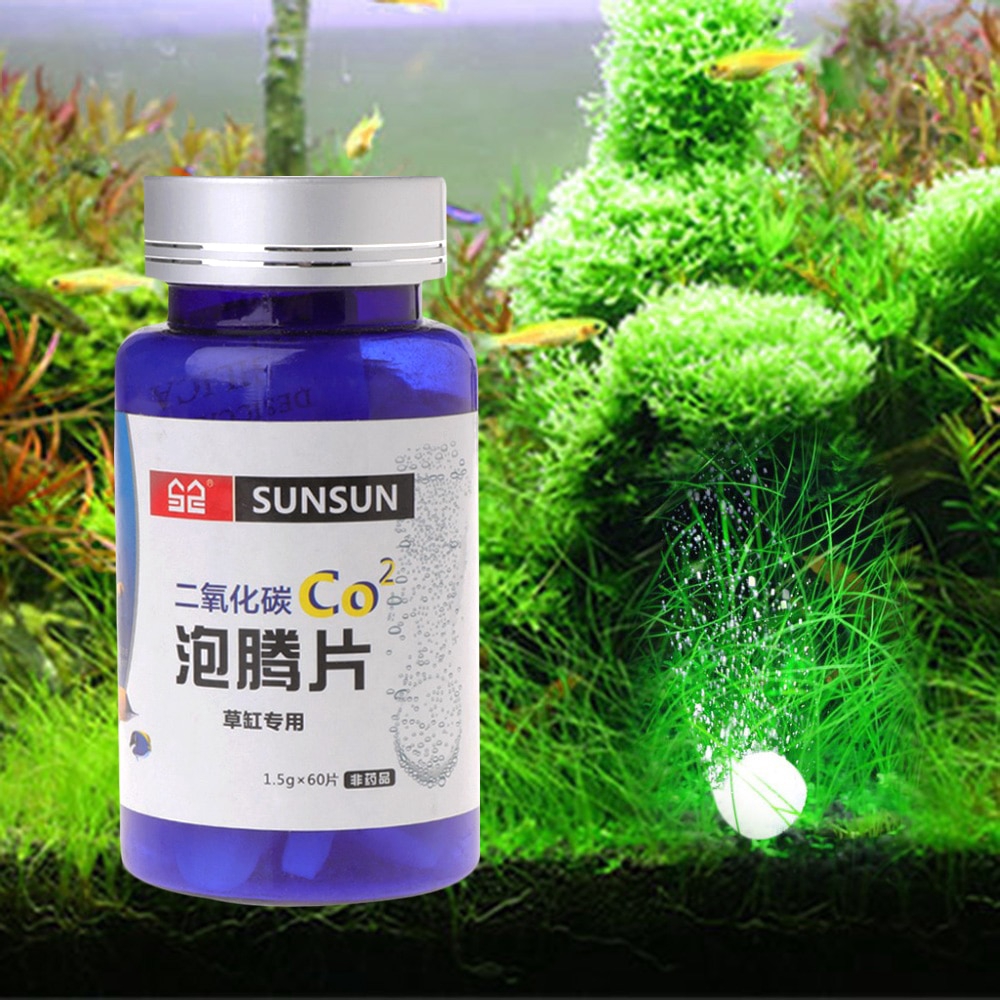SUNSUN 60PCS Aquarium CO2 Carbon Dioxide Tablets For Plants Aquarium Fish Tank Diffuser Live ...