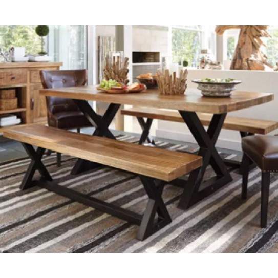 COHEN (5cm Thick) Solid Rubber Wood Dining Table / Study Table 科恩 (5cm ...