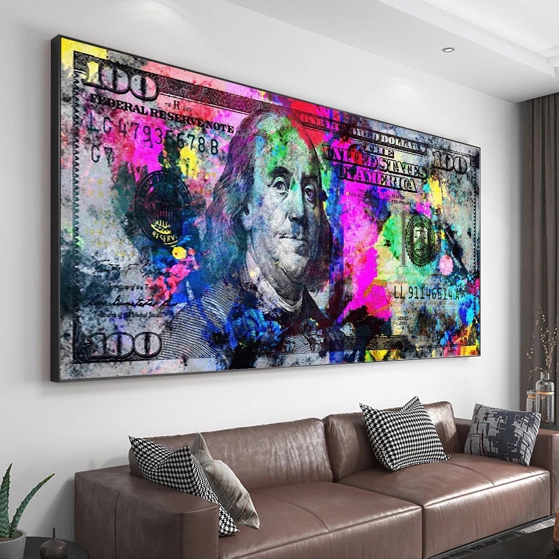 Inspirational Dollars Print 100 Dollar Poster Cash Pop Art Bill Money ...