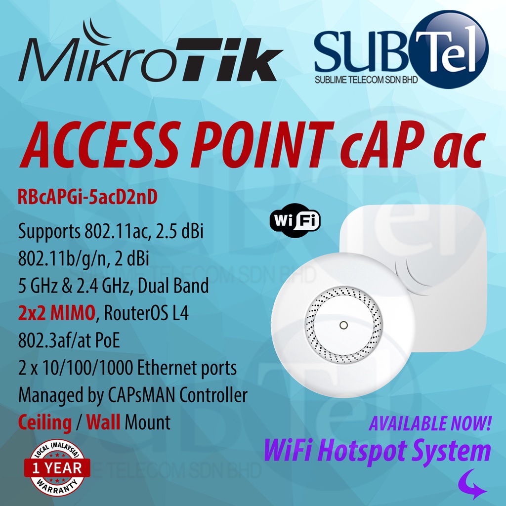 Mikrotik cAP ac (RBcAPGi-5acD2nD) Controller Managed Access Point AP ...