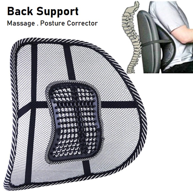 Lumbar Back Support Spine Posture Corrector Massage Bead Backrest ...