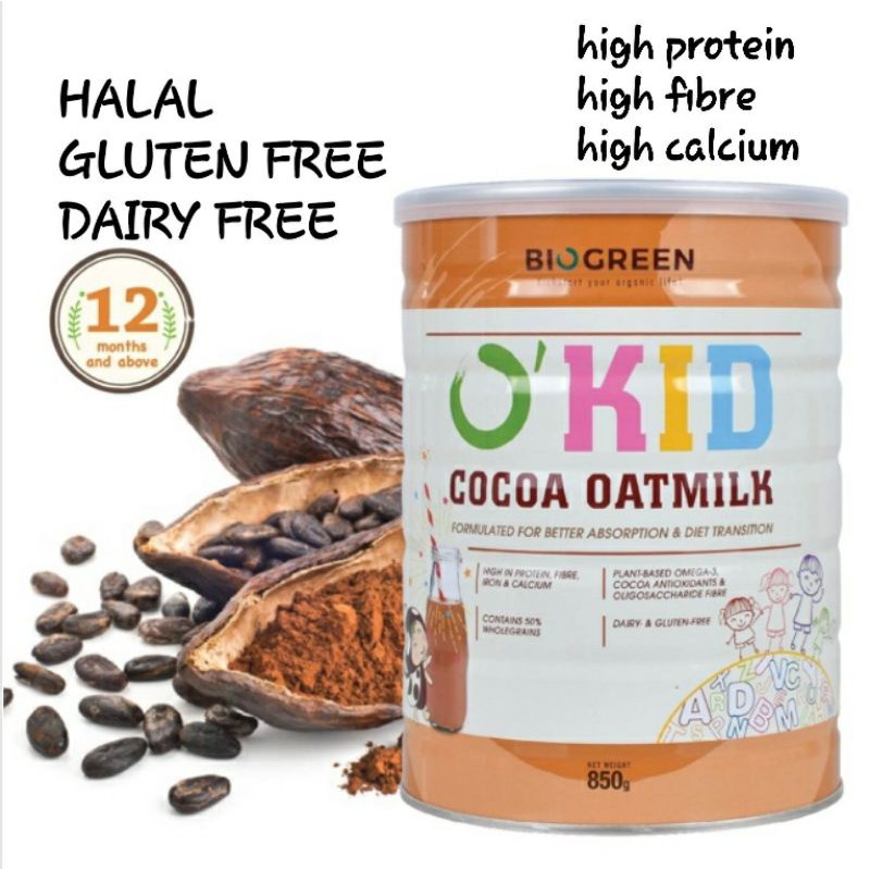 BIOGREEN O'KID COCOA OATMILK (HALAL) 850g (exp 06/26) | Shopee Malaysia