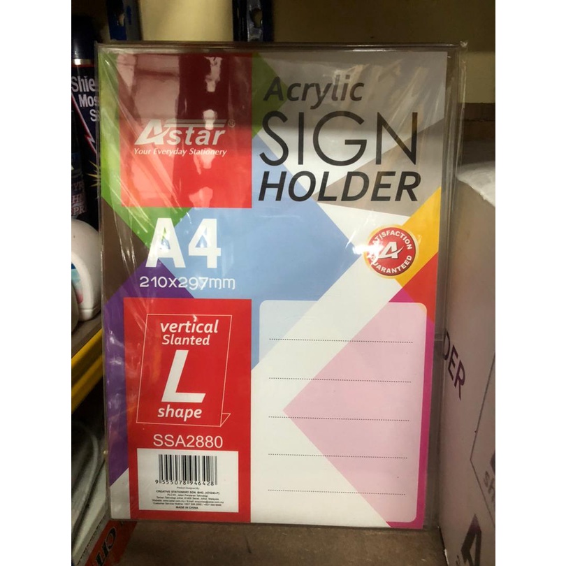 ASTAR ACRYLIC SIGN HOLDER A4 (L SHAPE) SSA2880 | Shopee Malaysia