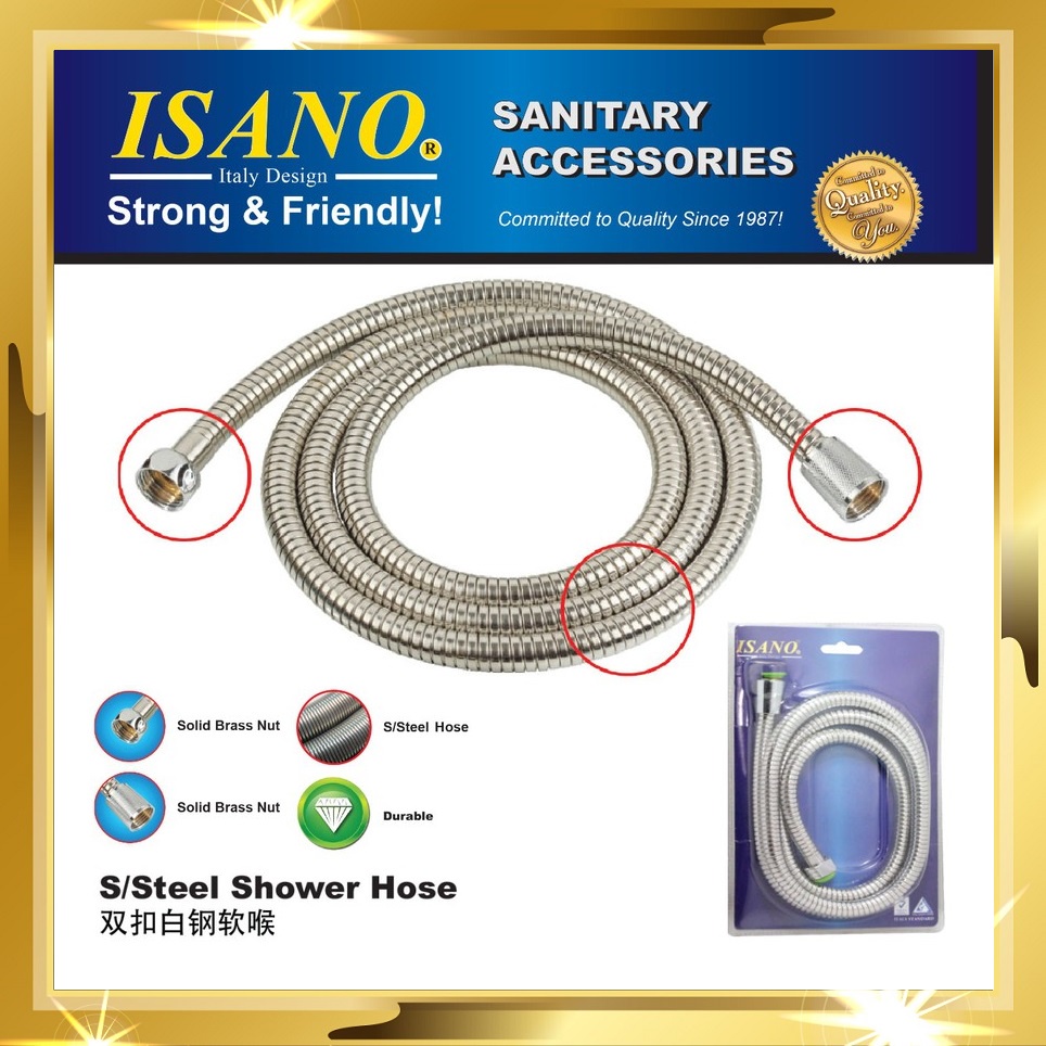 ISANO 4' / 5' / 6" Stainless Steel Flexible Shower Hose | Shopee Malaysia
