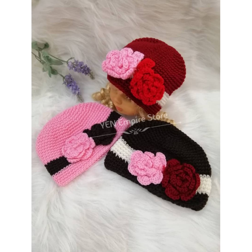 TOPI KAIT BABY GIRL KIDS/FLOWER CROCHET HANDMADE BABY HAT | Shopee Malaysia