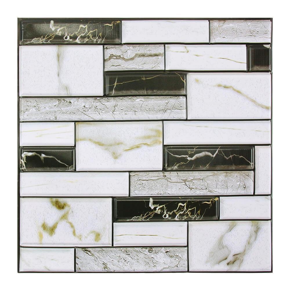 3D Black and White Marble Wall Sticker Self Adhesive 3D PVC Wall Panel ...