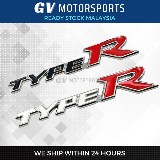 READY STOCK TYPE R Logo 3D Side Fender Rear Trunk Emblem Badge Marker ...