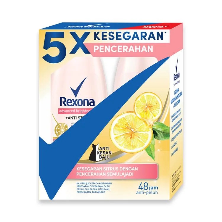 Rexona Advanced Brightening + Anti Stain Deodorant Roll On Twin Pack ...