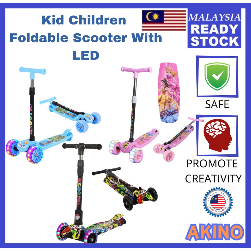 🔥Ready Stock🔥Kids Scooter With LED Light Wheels Foldable Adjustable ...