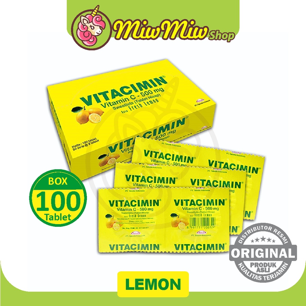 Vitacimin (Vitamin C Suction Tablets 500mg.) 1 box Contains 100 Tablets ...