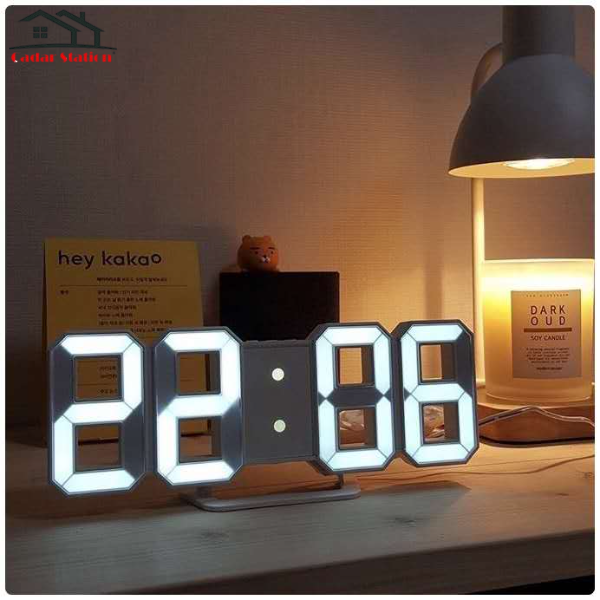 3D LED Wall Clock Modern Digital Table Desktop Alarm Clock Nightlight ...