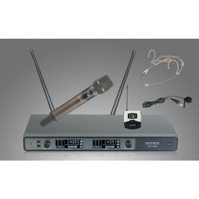 EZITECH ACT3200 Dual Channel Wireless Microphone With 2 x Handheld (ACT ...