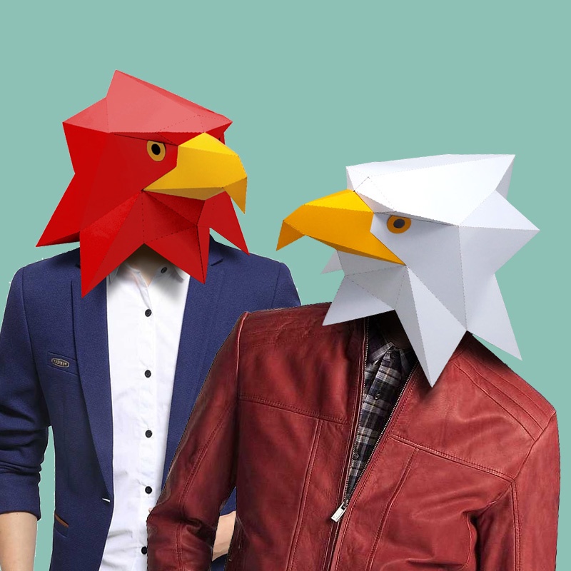 Paper Mold Headgear Mask Eagle White Origami Handmade Tik Tok Can Wear ...