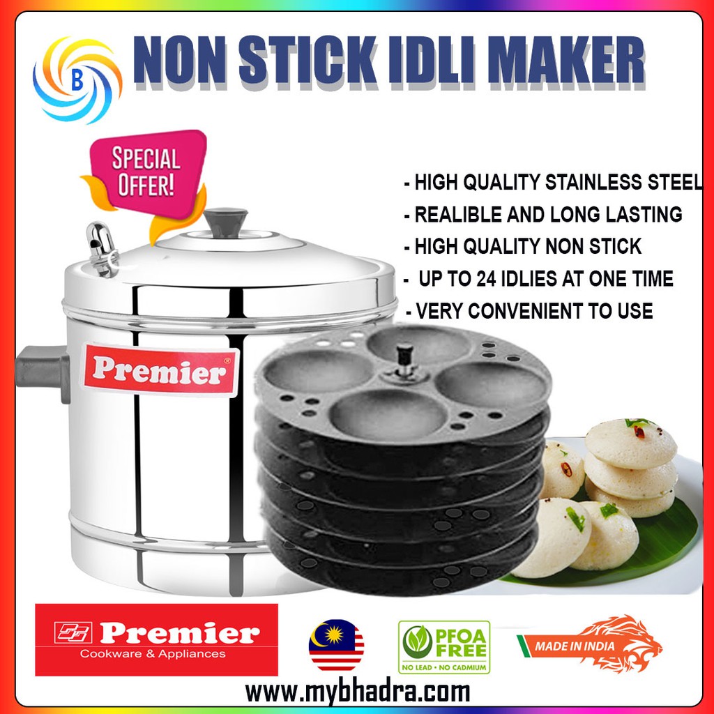 PREMIER IDLY MAKER - 4 AND 6 PLATES Non Stick and Stainless Steel IDLI ...