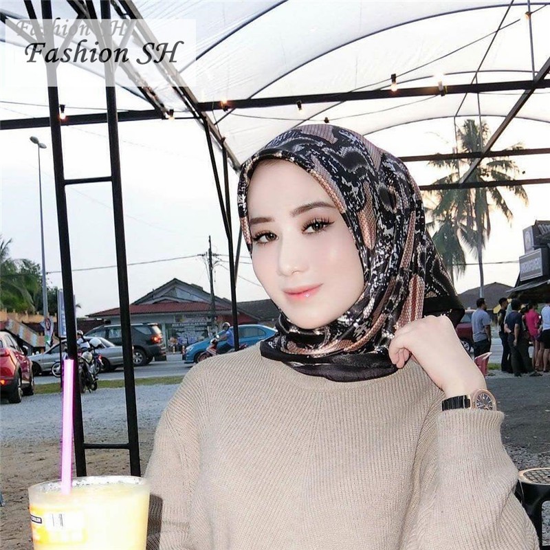 Printed Scarf Bawal Tudung Silk Shawl Classic retro Satin hijab 90x90cm ...