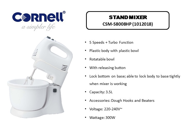 Cornell 3.5L Detachable Stand Mixer | CSM-S8008HP Hand Mixer Blender ...