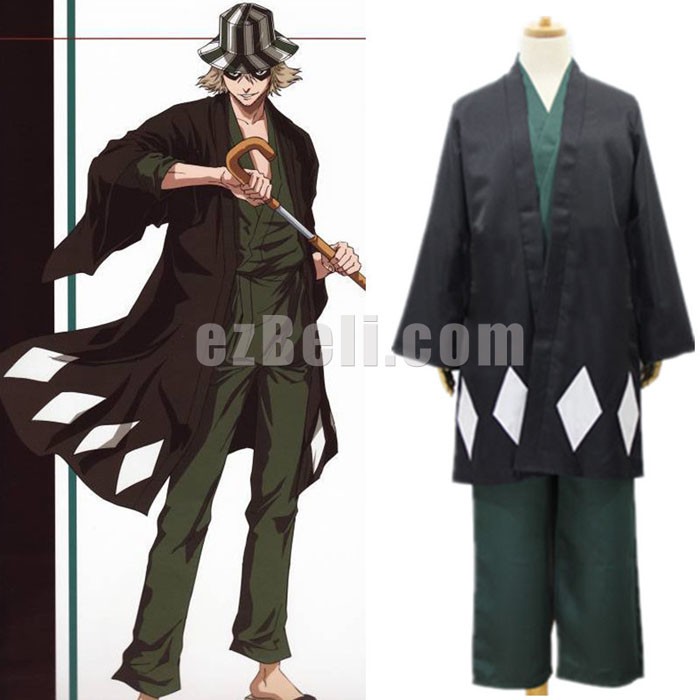 Anime Bleach Japanese Urahara Kisuke Cosplay Costume Top Pants Cloak ...