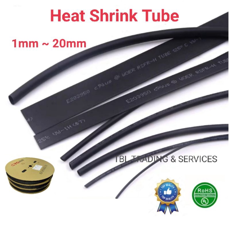 1 Meter Heat Shrink Tube 1mm~20mm / Heat Shrinkable Sleeving Insulation Tubing / Solder Heat ...