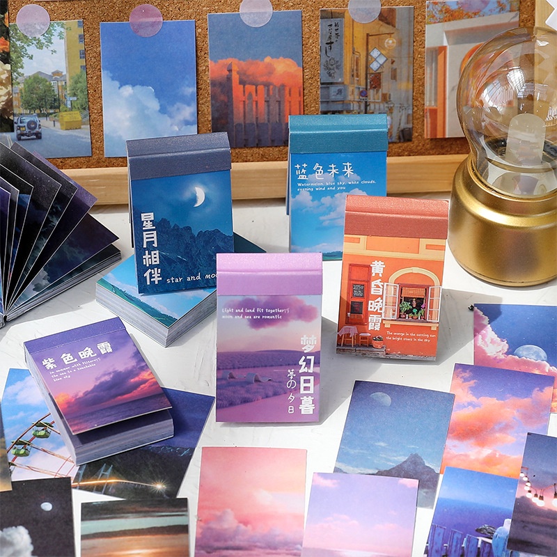 50pcs/pack Ins Sky Landscape Stickers Mini Book Decor Junk Journal DIY ...