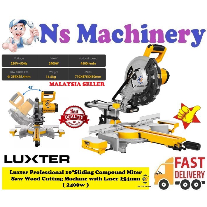 Luxter Professional 10"Sliding Compound Miter Saw Aluminum Wood Plastic ...