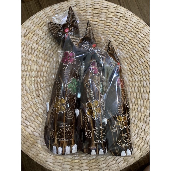 Handmade Woodcraft Bali Cat Statue Potong Kucing | Shopee Malaysia