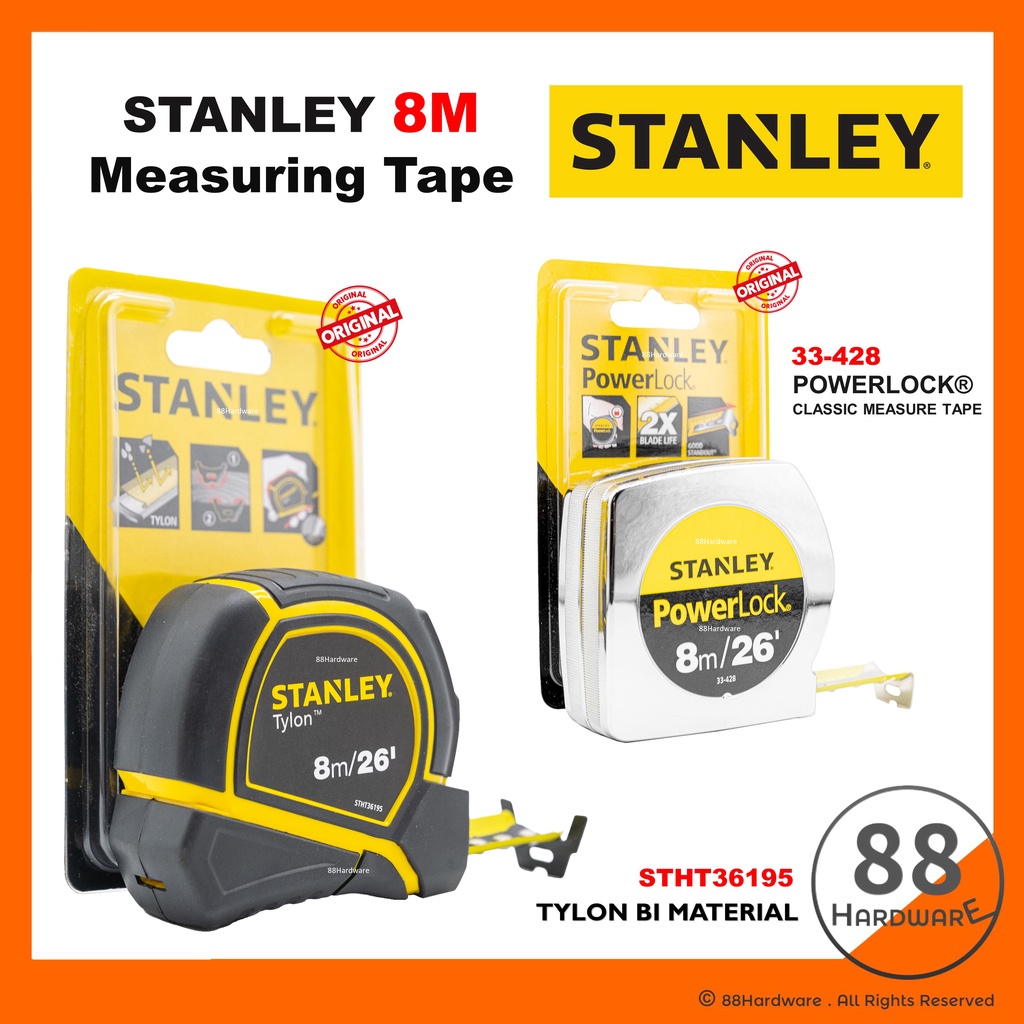 【100% Ori】8M Stanley Measuring Tape heavy duty / tali tape stanley ...