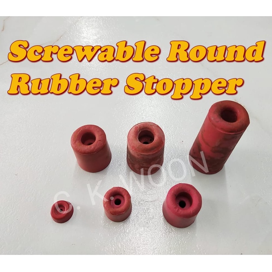 (1PCS) SCREWABLE ROUND RUBBER DOOR STOPPER RED / PENAHAN PINTU GETAH ...