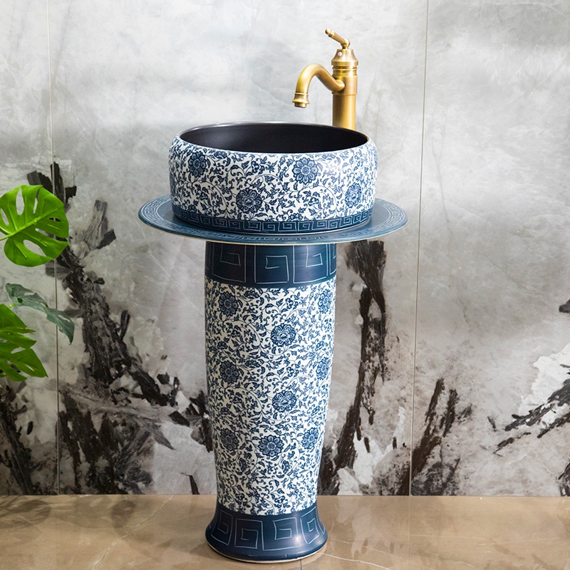 Ceramic Column Type Washbasin Balcony Bathroom Pedestal Basin Inter ...