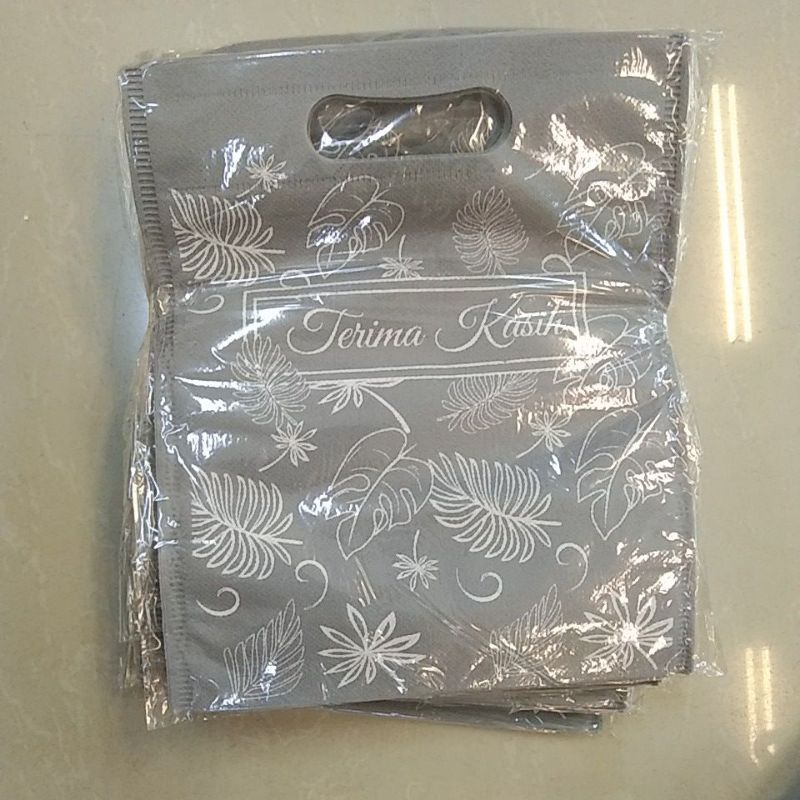 100pcs Beg Kain Beg Goodies Non-Woven Bag Corak Daun Monstera Beg ...
