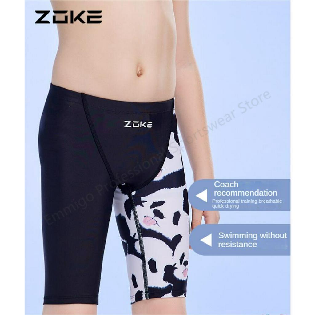 Zoke Boys Swimming Trunks Waterproof Children's Swimwear Teenager Competitive Knee Swimming ...
